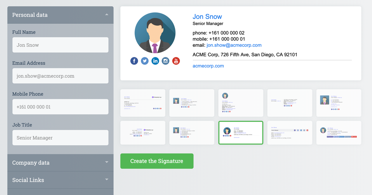Email Signature Template Generator Convertful